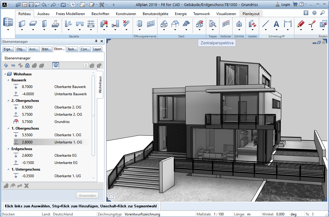 Benutzeroberfläche von Allplan