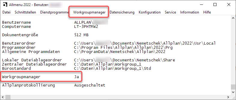 Workgroupmanager aktivieren und Workgroup einrichten